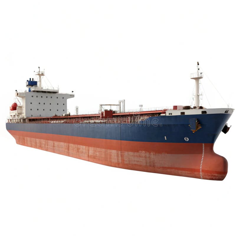 Cargo Ship Side View Isolated on White Background Stock Illustration ...
