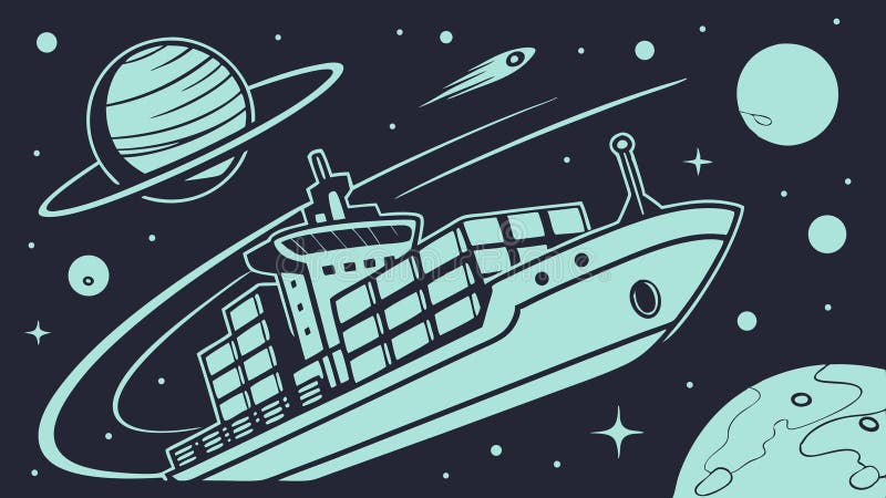 Cargo Ship in Space, Illustrating Space Freight and Future Logistics ...