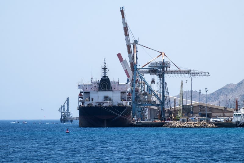 Cargo Ship Stand in the Port of Eilat Stock Photo - Image of transport ...