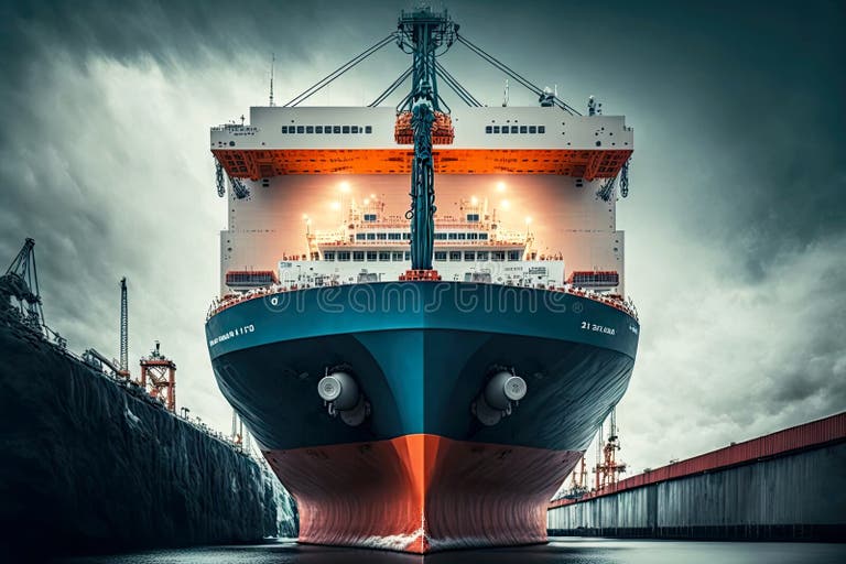 Cargo Ship Standing at Berth for Loading Containers for Export Stock ...