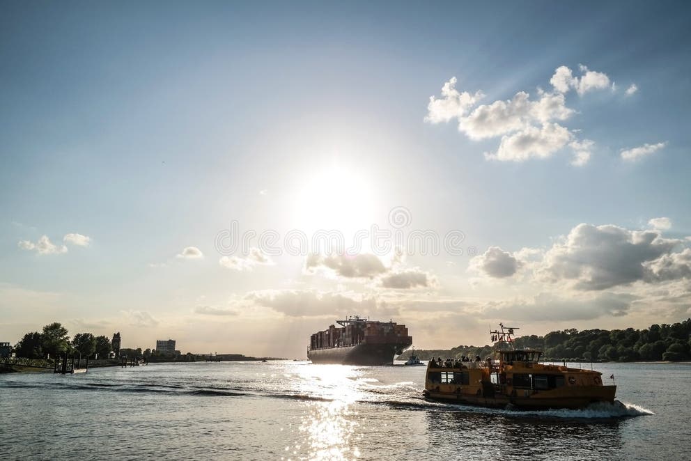 Cargo ship in sunlight stock image. Image of pilot, large - 86929437