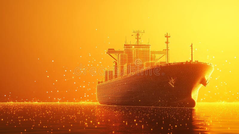 Cargo Ship Sunset, Container Ship at Sunset, International Shipping ...