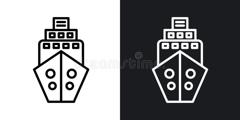Cargo Ship Thin Line Vector Icon Set Stock Vector - Illustration of ...