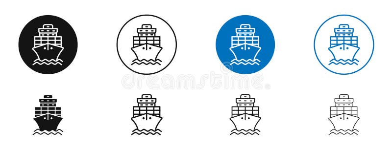 Cargo Ship Thin Line Vector Icon Set Stock Vector - Illustration of ...