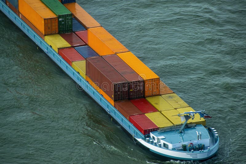 Cargo on Cargo Ship from a Top Angel View Stock Photo - Image of harbor ...