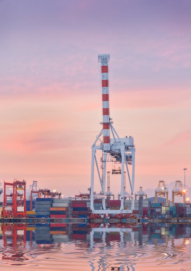 Cargo Ship in Trade Port , Container Loading Shipping by Crane Stock ...