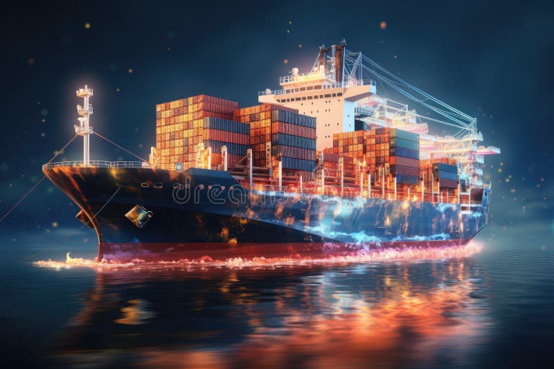 Cargo Ship Transport Container. Logistic and Shipping Concept Stock ...