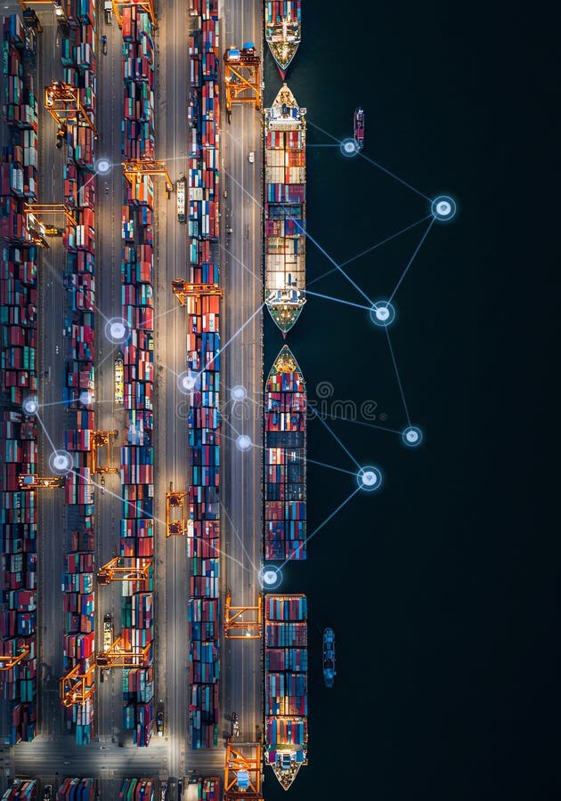 Cargo Ship Transportation and Logistics Network Stock Photo - Image of ...