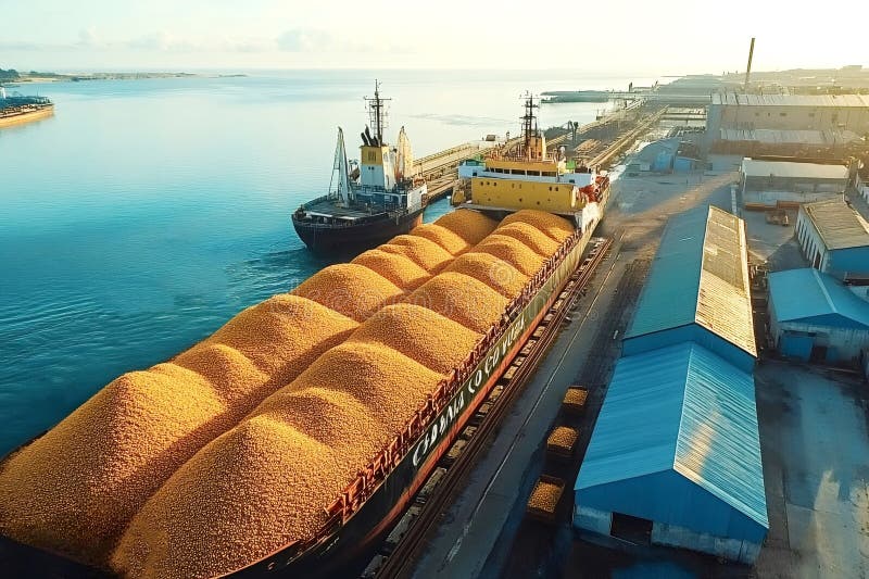 Cargo Ship Unloading Corn at Port: Logistics and Transportation ...