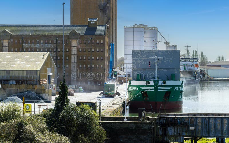 Cargo Ship Unloading at Sharpness Docks in Gloucestershire, UK ...
