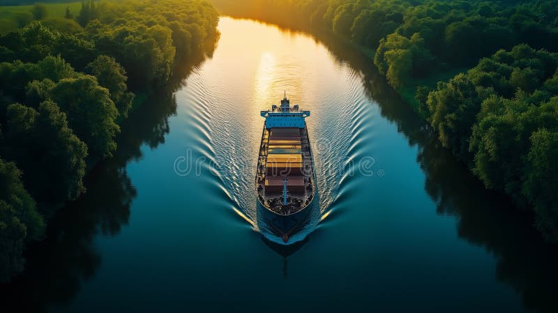 Innovative Cargo Ship Wind Sails Navigates Tranquil Waters Stock Photos ...