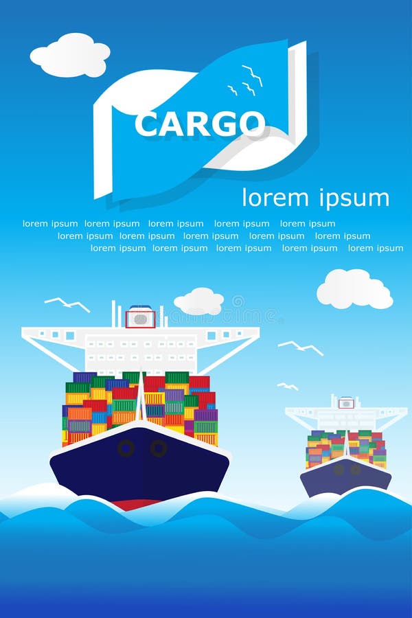 Cargo ship vector stock vector. Illustration of export - 154692857