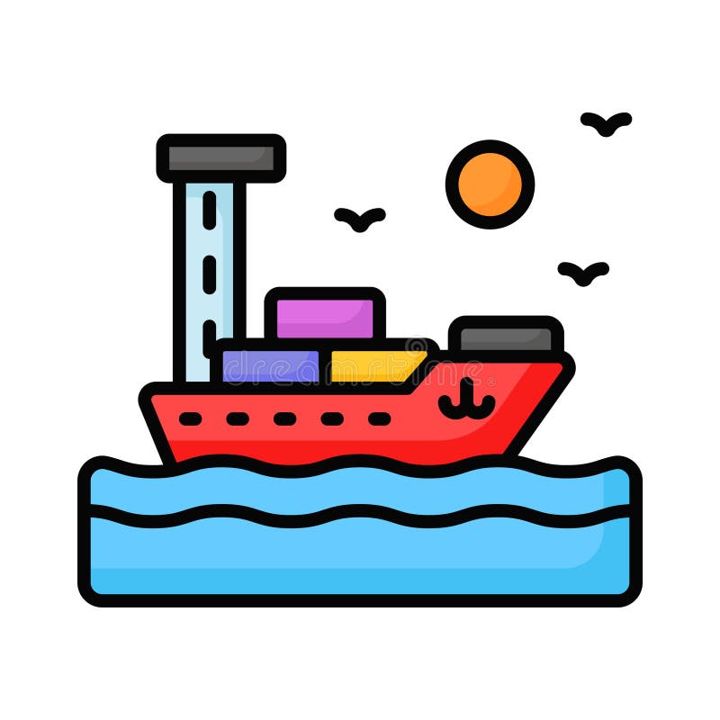 Cargo Ship Vector Design, Visually Perfect Icon of Freight Ship ...