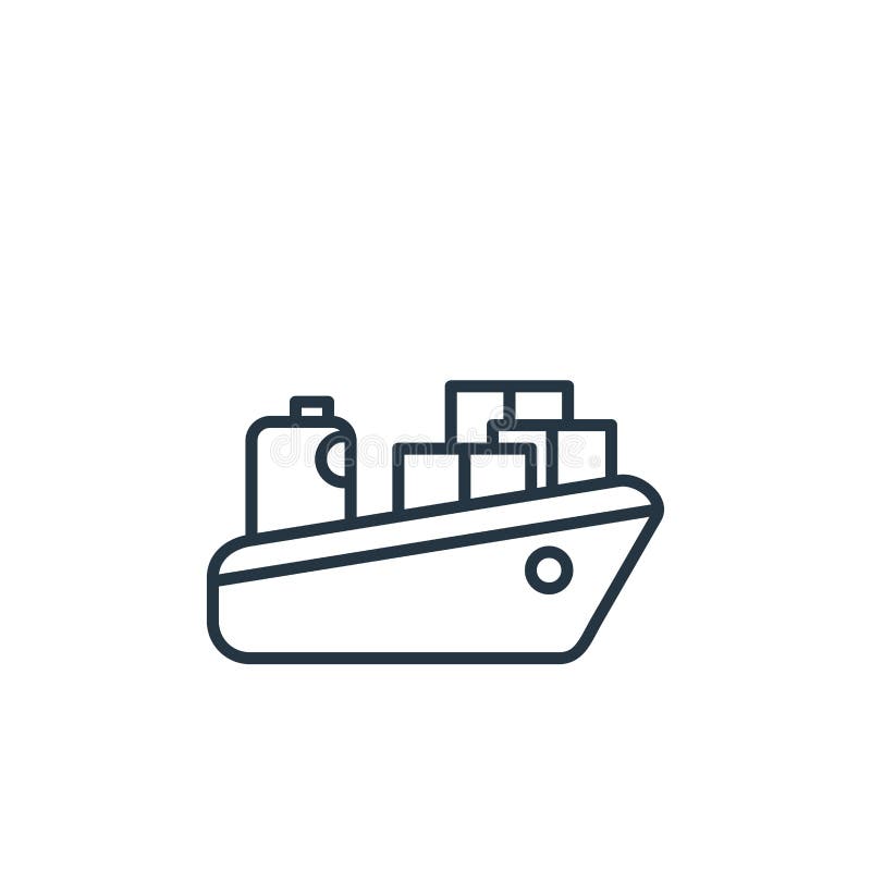 Cargo Ship Vector Icon Isolated on White Background. Outline, Thin Line ...