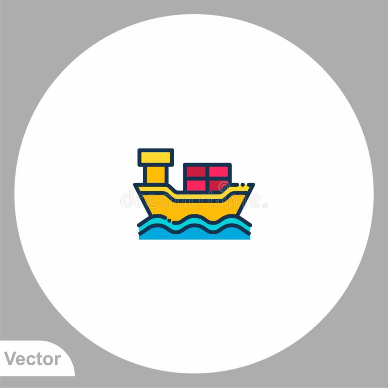 Cargo Ship Vector Icon Sign Symbol Stock Vector - Illustration of ...