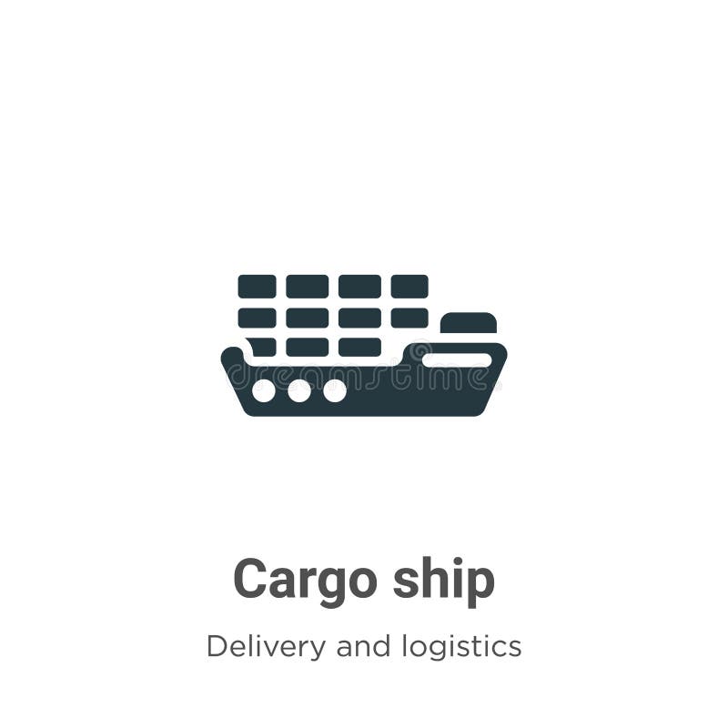 Cargo Ship Vector Icon on White Background. Flat Vector Cargo Ship Icon ...