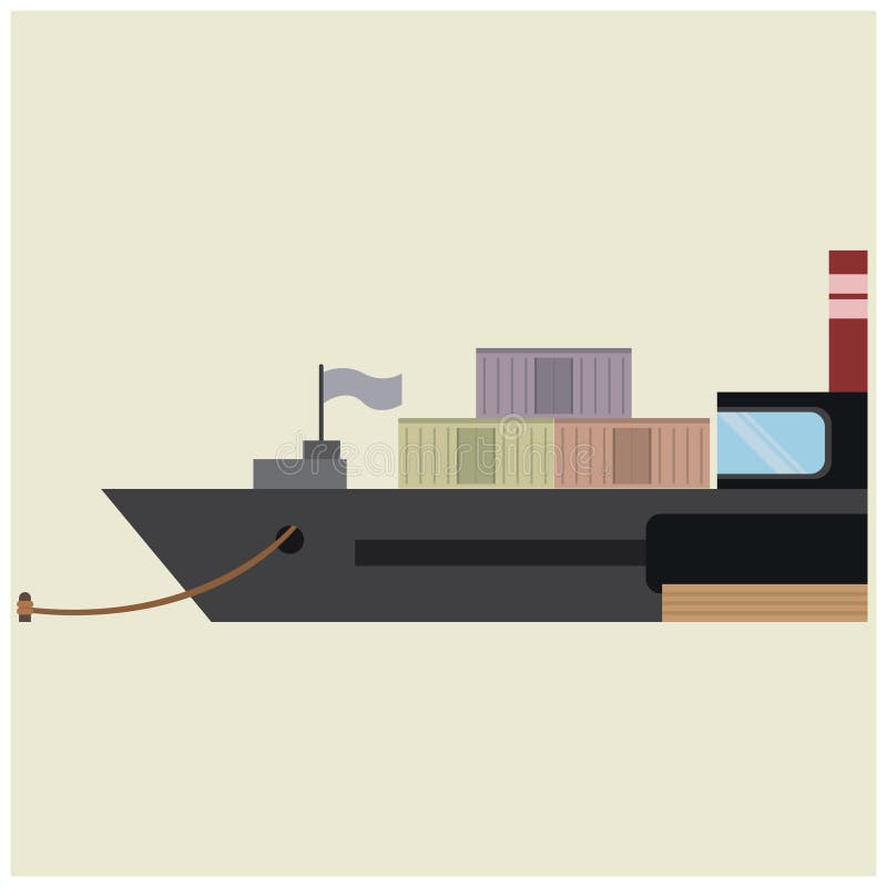Cargo Ship. Vector Illustration Decorative Design Stock Vector ...