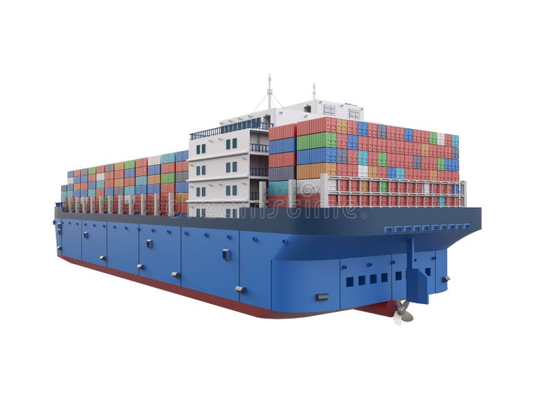 Cargo Ship or Vessel with Containers Isolated on White Stock ...