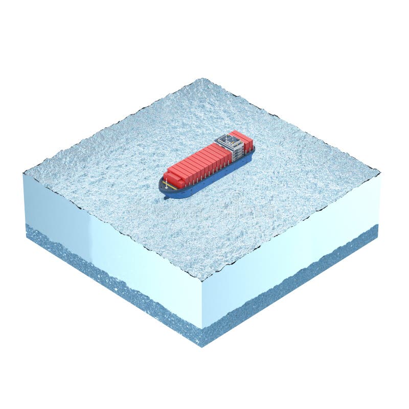Cargo Ship or Vessel with Containers in Ocean Model Stock Illustration ...