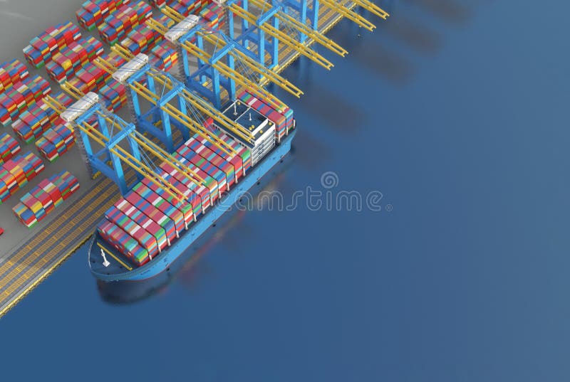Cargo Ship or Vessel with Containers at Terminal Port Stock ...