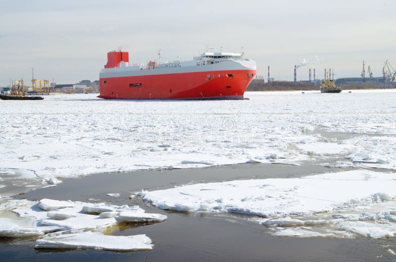 Cargo Ship in the Waters of the Port. Stock Photo - Image of ...