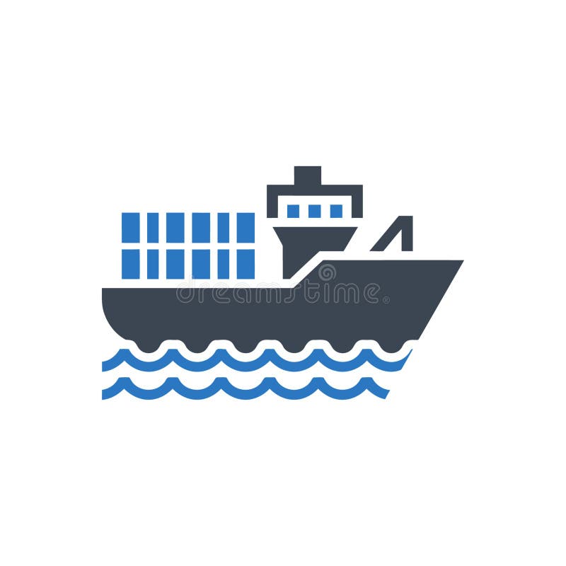 Cargo Ship Waves icon stock vector. Illustration of vector - 361696387