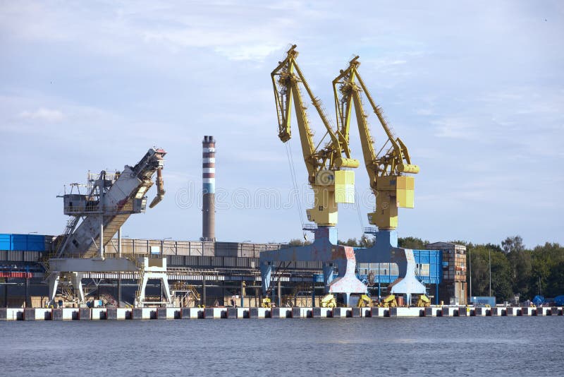 Cargo Ship Wharf Equipped by Cranes Stock Image - Image of import ...
