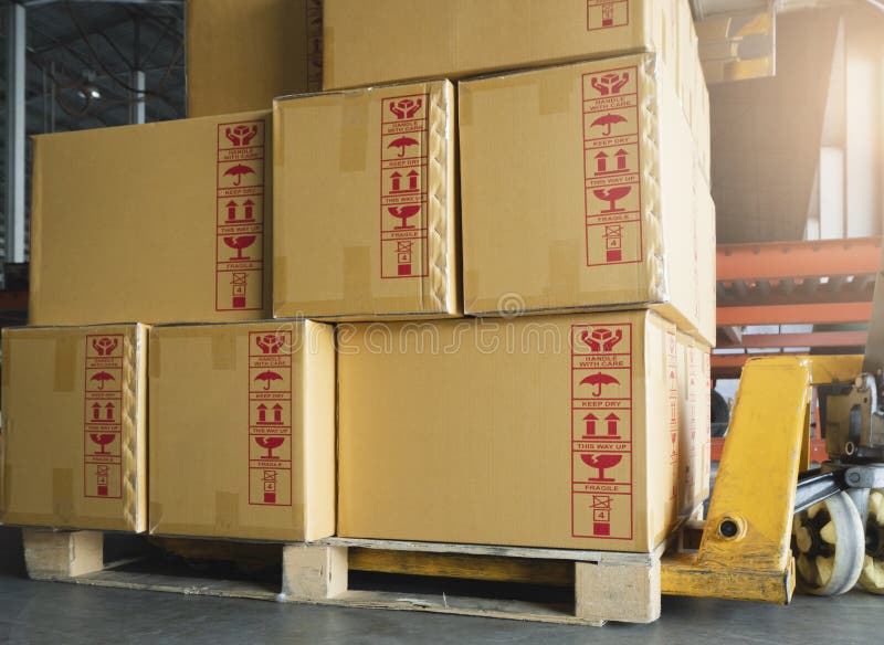 Cargo Shipment Boxes, Manufacturing and Warehousing. Stack of Cardboard ...