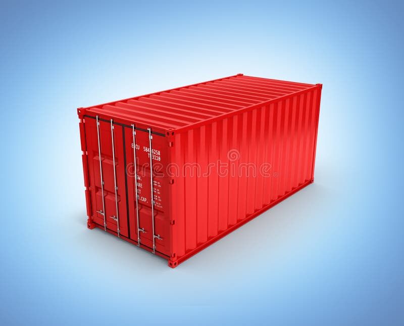 Cargo Shipping Container without Shadow on Blue Gradient Background 3d ...