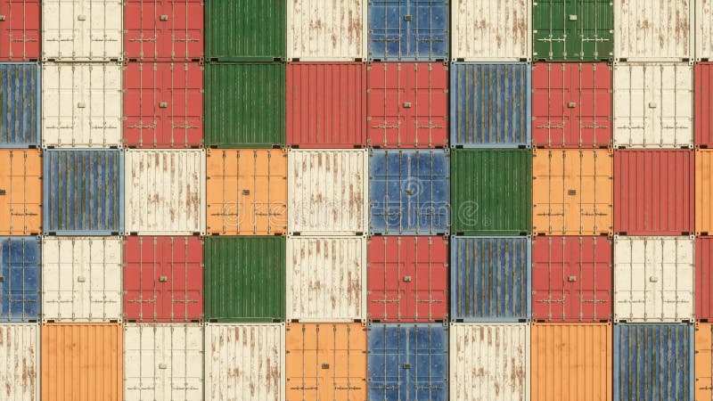 Cargo Shipping Containers Rows in Logistics Industry Concept Background ...