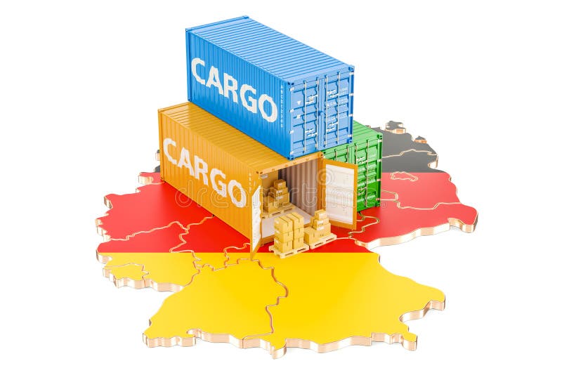 Cargo Shipping and Delivery from Germany Concept, 3D Rendering Stock ...