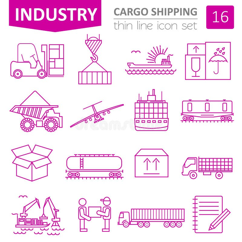 Cargo Shipping Delivery Icon Set. Thin Line Design Stock Vector ...