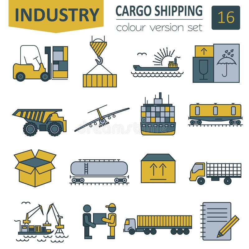 Cargo Shipping Delivery Icon Set. Thin Line Design Stock Vector ...