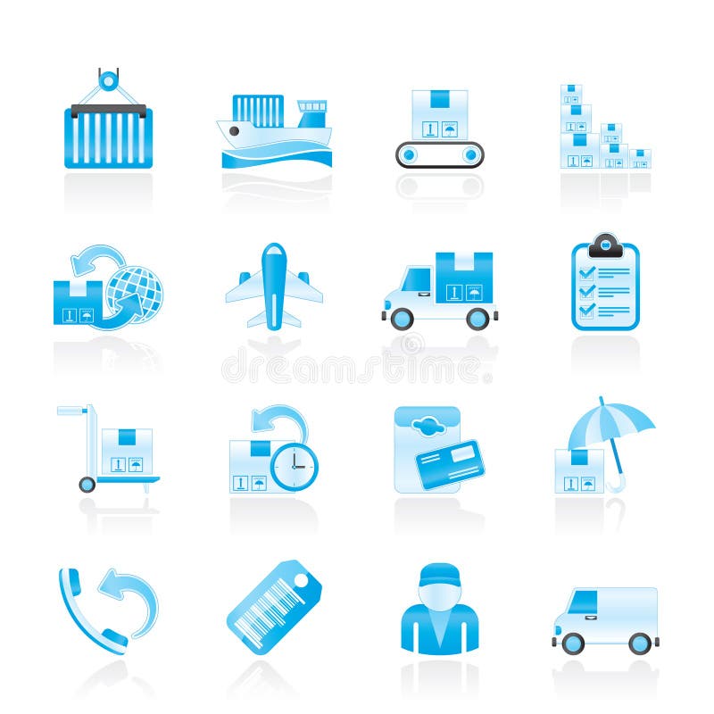 Cargo, Shipping and Logistic Icons Stock Vector - Illustration of ...