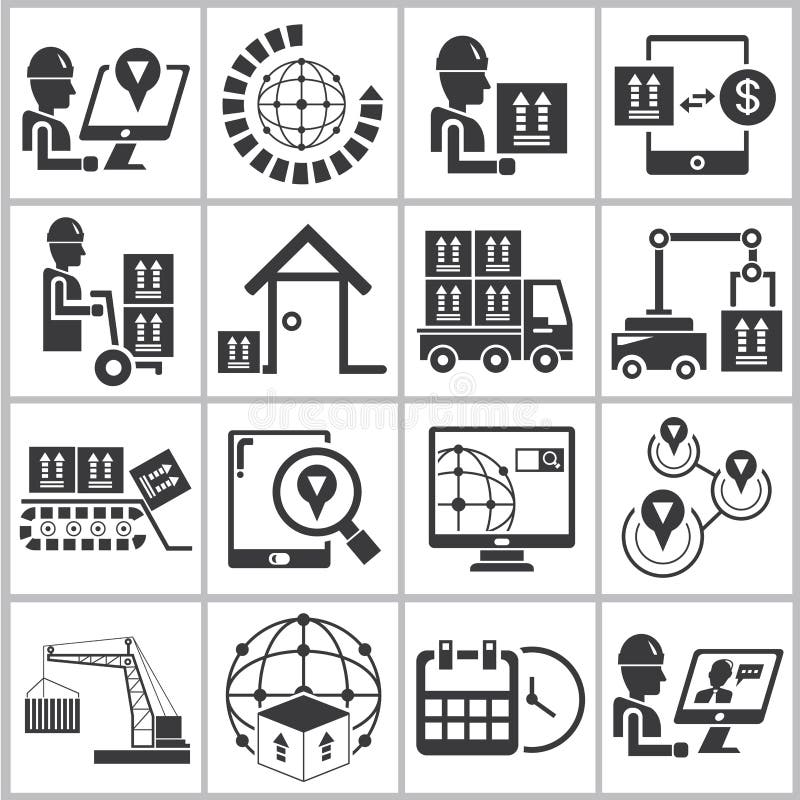 Cargo, Shipping and Logistic Icons Stock Vector - Illustration of ...