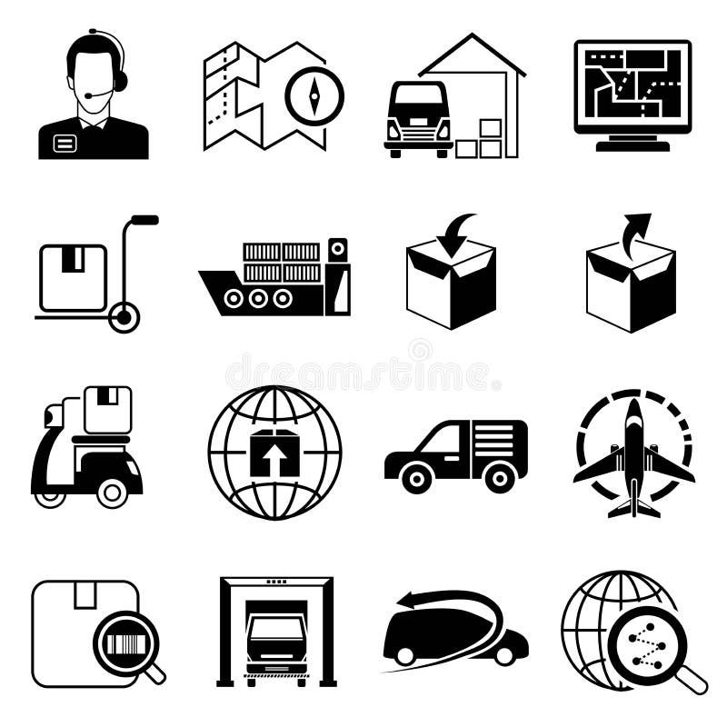 Cargo and shipping icons stock illustration. Illustration of chain ...