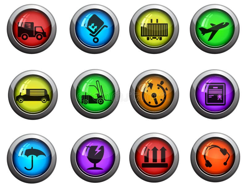 Cargo shipping icons set stock vector. Illustration of transportation ...