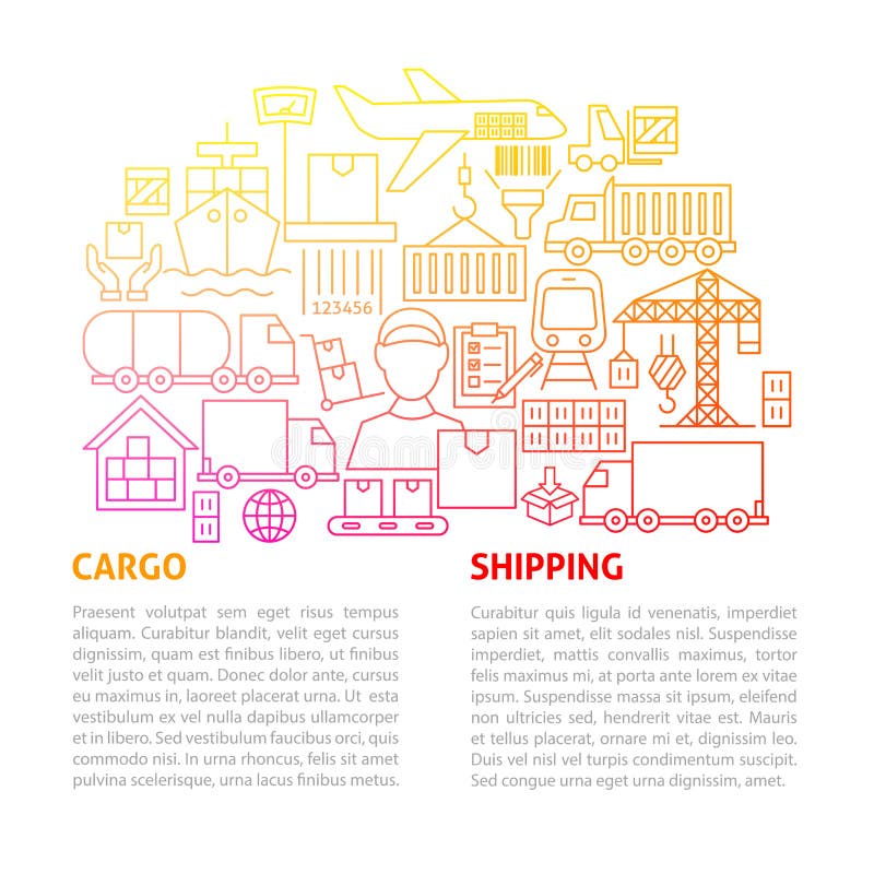 Cargo Shipping Line Template Stock Illustration - Illustration of train ...
