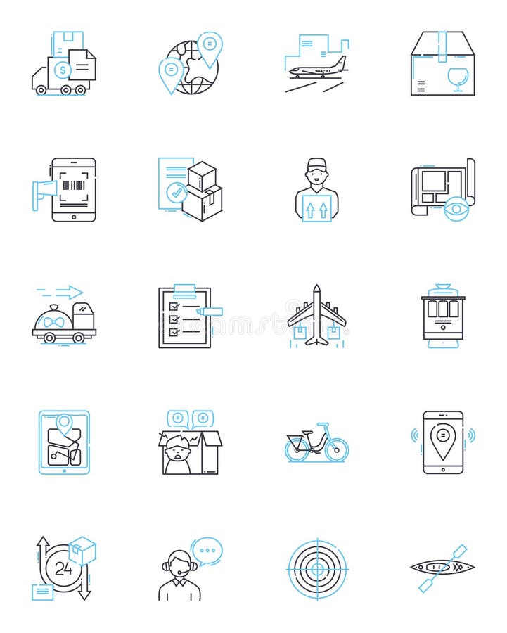 Cargo Shipping Linear Icons Set. Containerization, Intermodal, Freight ...
