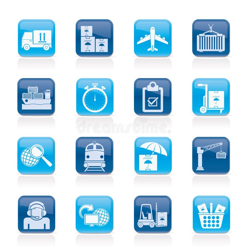 Cargo, Logistic and Shipping Icons Stock Vector - Illustration of ...
