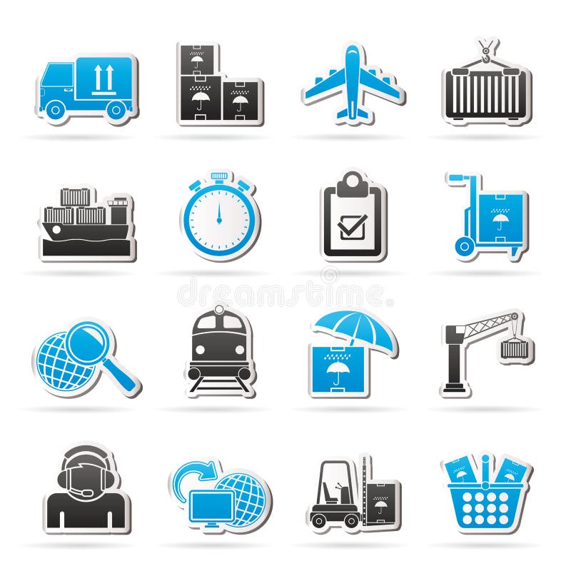 Cargo, Shipping and Logistic Icons Stock Vector - Illustration of ...