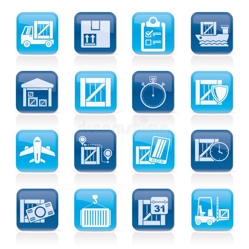 Cargo, Shipping and Logistic Icons Stock Vector - Illustration of ...