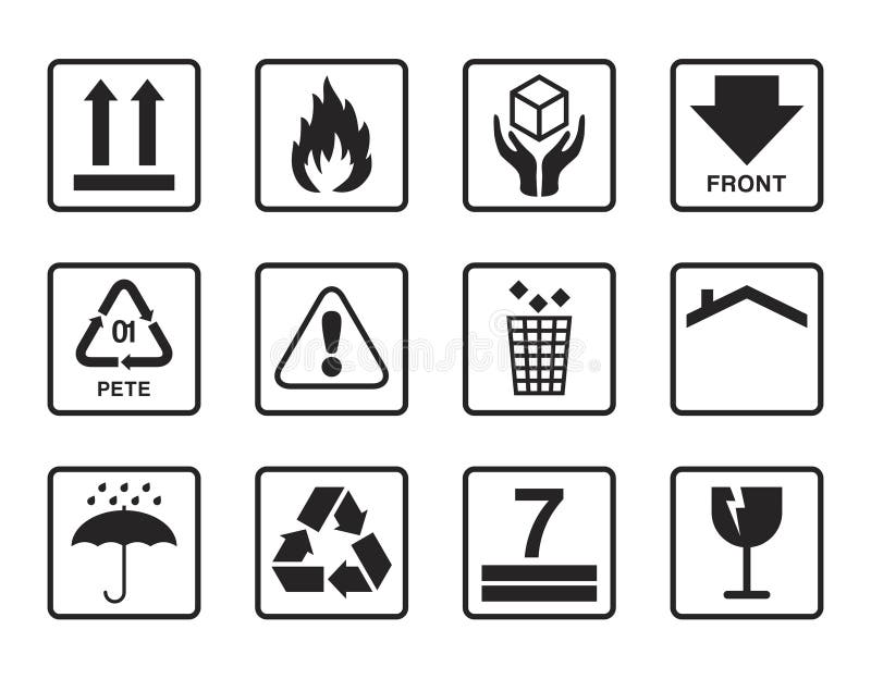 Cargo and Shipping Sticker Set Stock Illustration - Illustration of ...