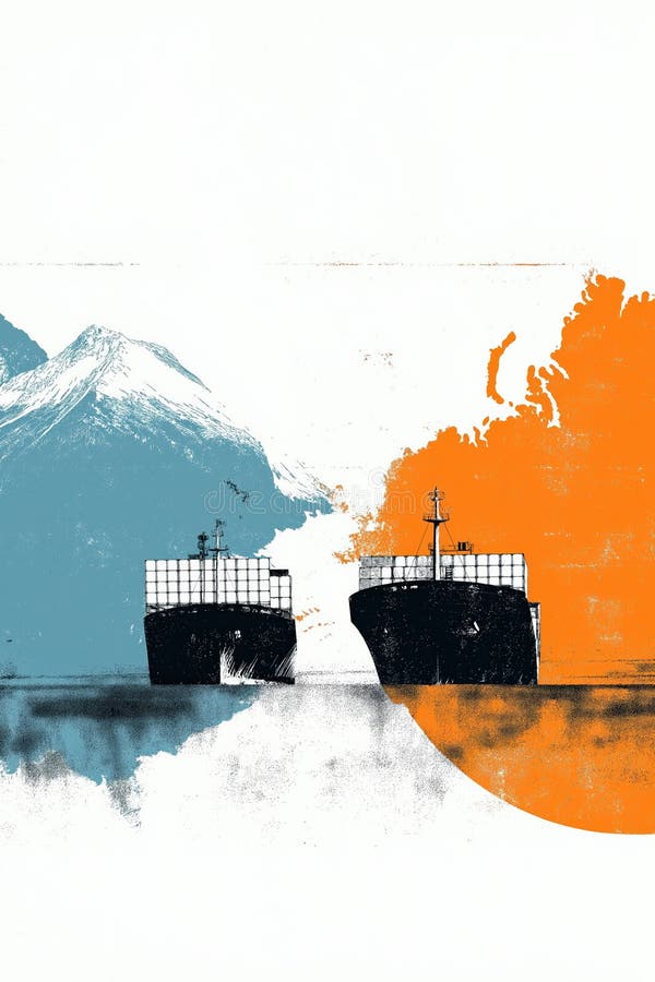 Cargo Ships Facing Each Other Symbolizing Trade War between Countries ...