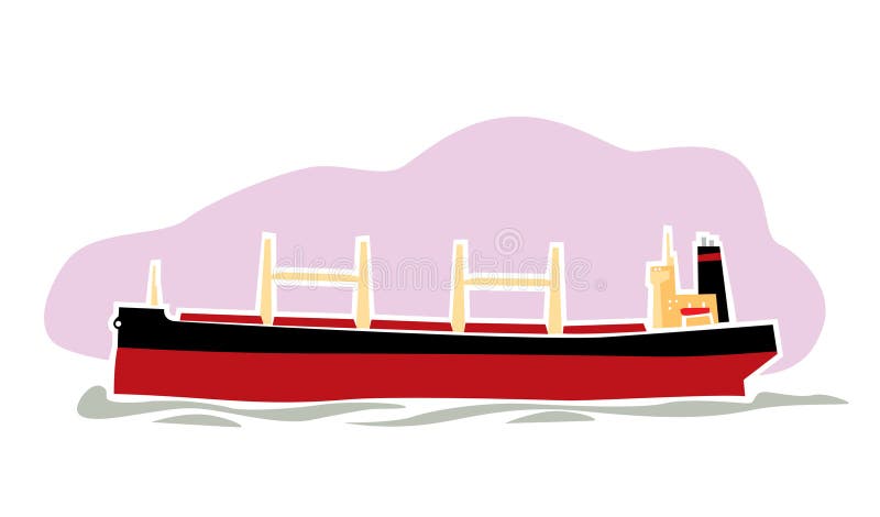 Cargo Ships. Geared Bulk Carrier. Bulker. Sea Delivery Stock Vector ...