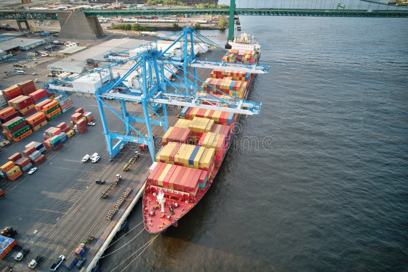 Cargo Ships Loaded with Cargo Sitting in Port Editorial Stock Image ...