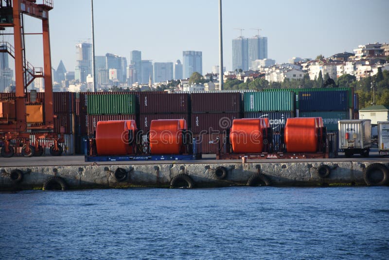 Cargo Ships loading editorial stock photo. Image of logistic - 99348033