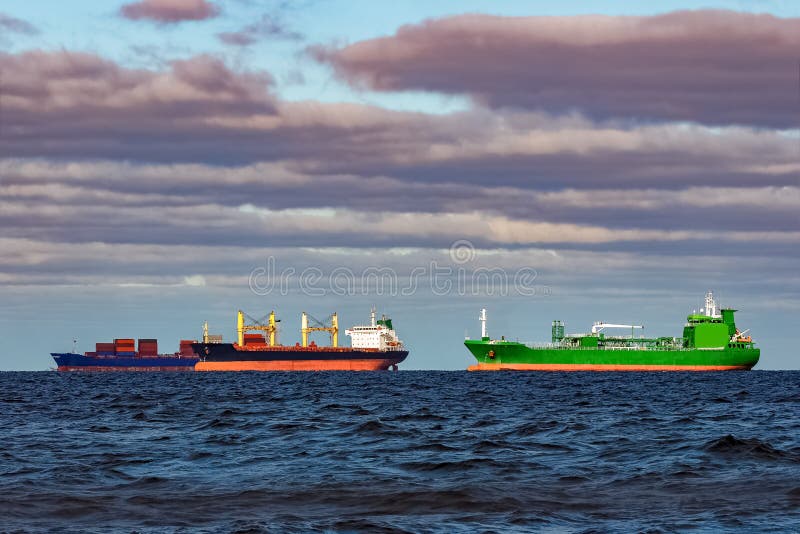 Cargo ships moored stock image. Image of marine, latvia - 97446019