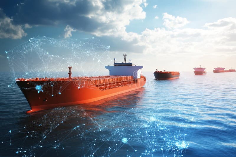 Cargo Ships Navigating through Calm Waters with Digital Connectivity in ...