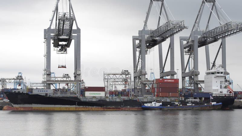 Container Ship Entering the Port of Rotterdam Stock Video - Video of ...